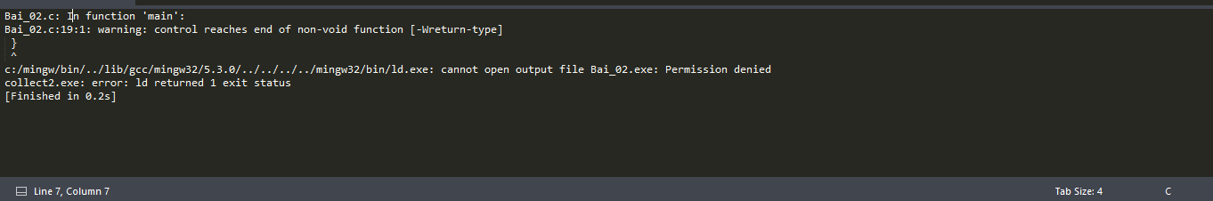 Compile C bằng MinGW trong Sublime Text 3 bị lỗi programming Dạy