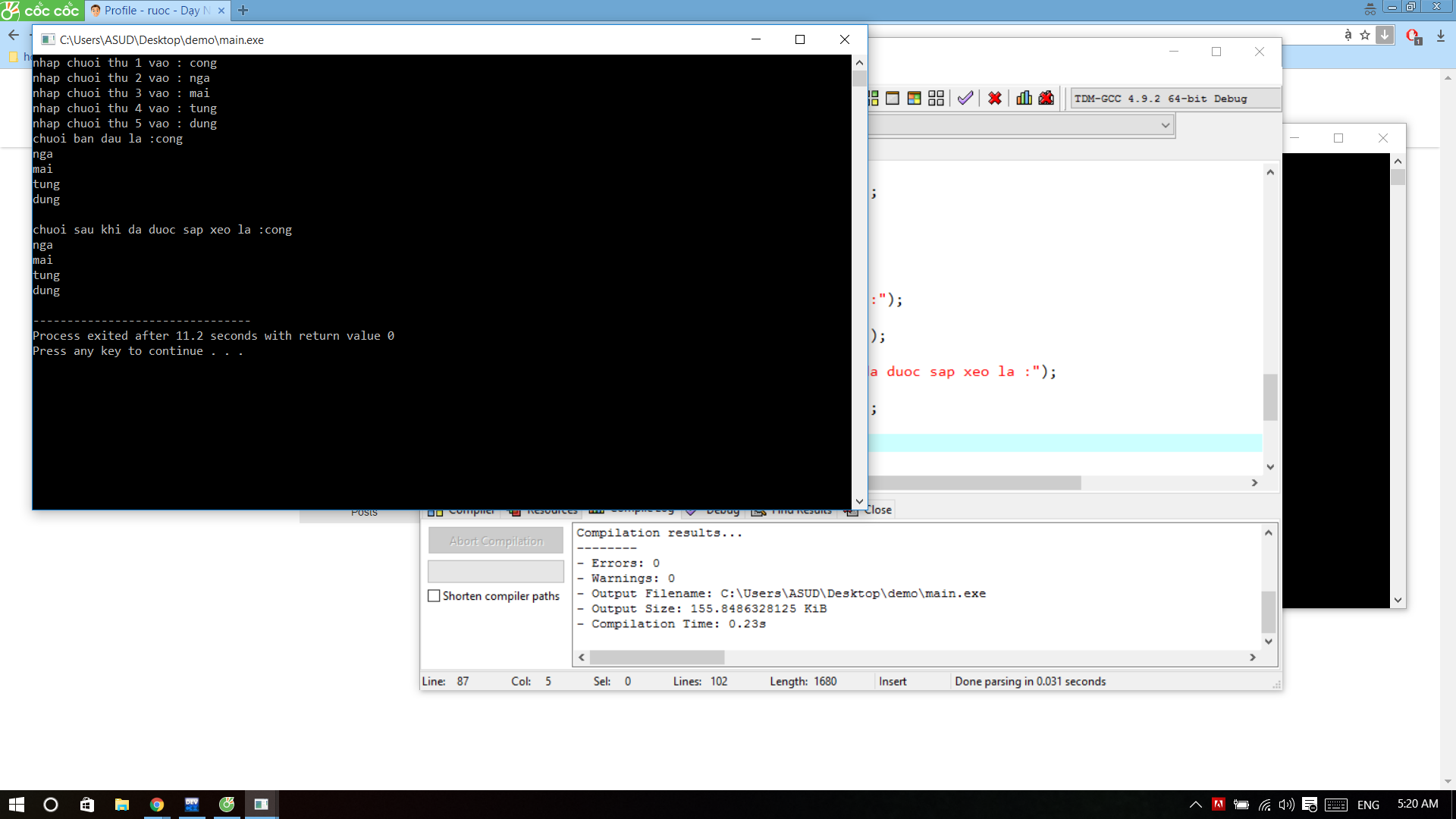 Bài tập về sắp xếp chuỗi theo thứ tự abc - programming - Dạy Nhau Học
