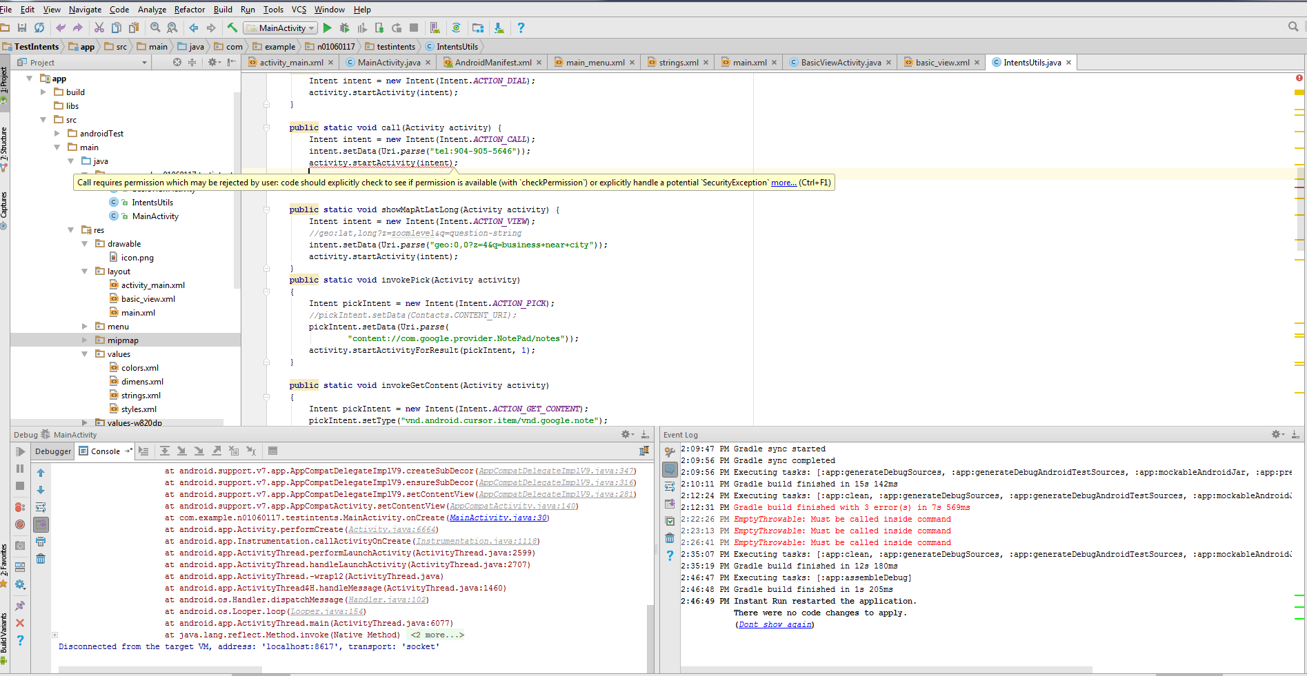 "Permissions at Run Time" Call requires Permission which may be rejected by user - programming ...