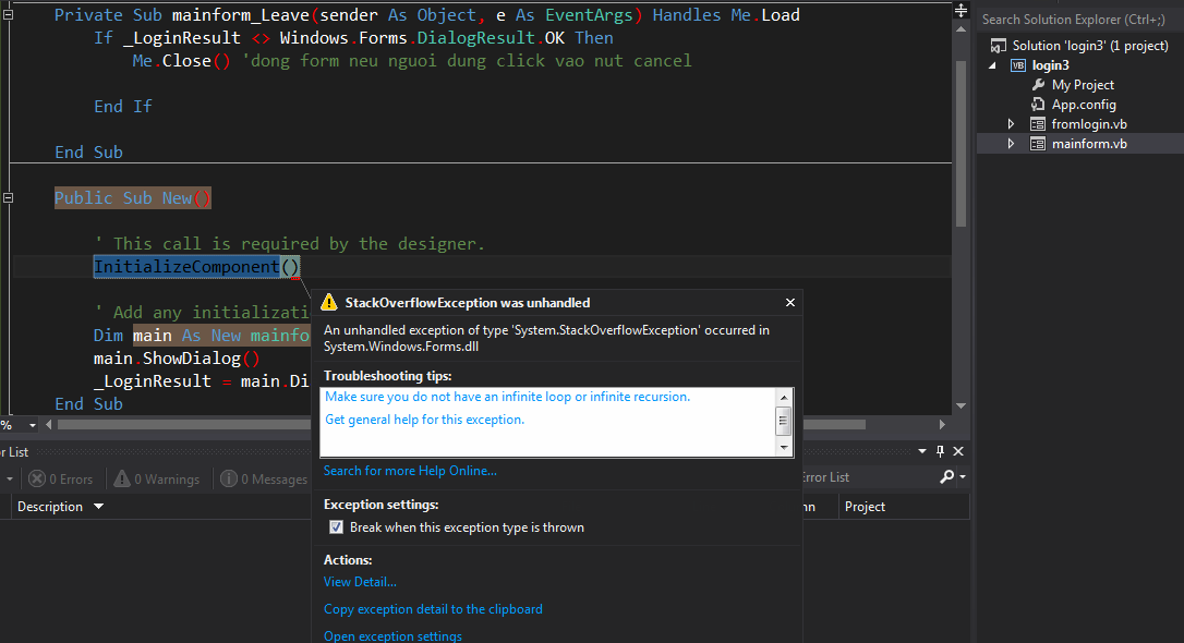 Lỗi StackOverflowException trong Visual Basic - programming - Dạy Nhau Học