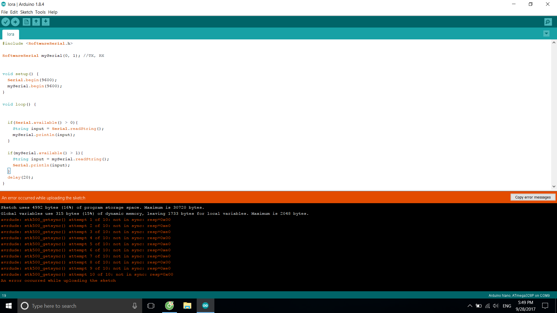 Lỗi khi lập trình arduino - programming - Dạy Nhau Học