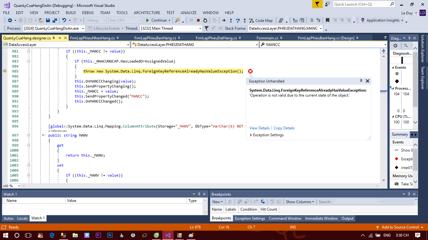 Form bị lỗi khi sử thông tin trên form: Operation is not valid due to the current state of the ...